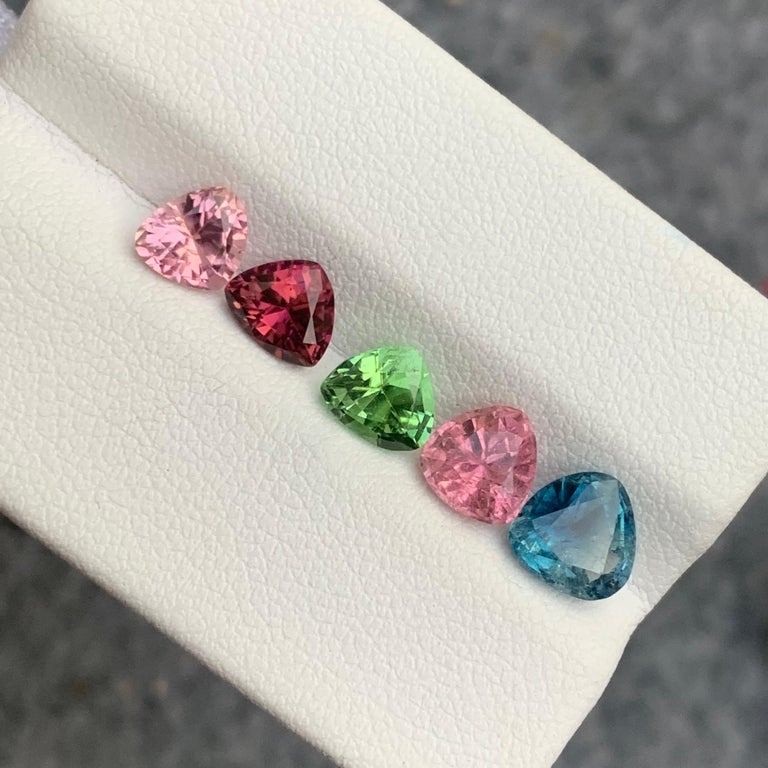 4.30 Carat Natural Multi Color Loose Tourmaline Trilliant Cut Gemstone ...