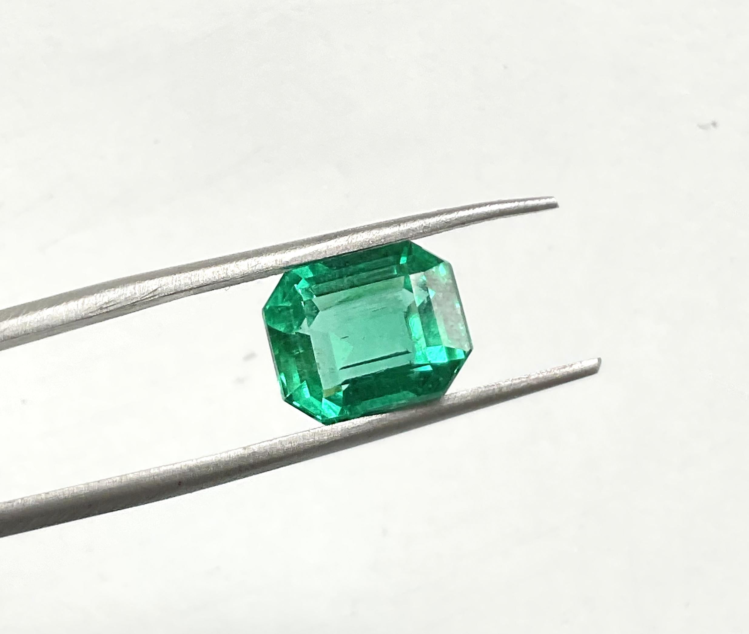 4.30 Carats Zambia Emerald Octagon Cut Stone For Fine jewelry Ring ...