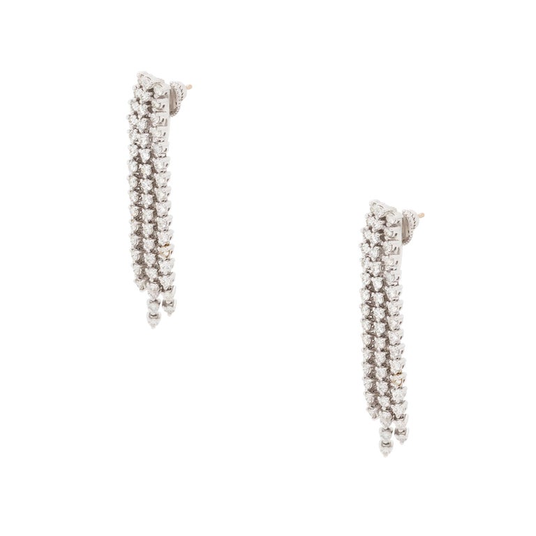 4.33 Carat Diamond Five String Dangle Earrings 14 Karat in Stock For ...