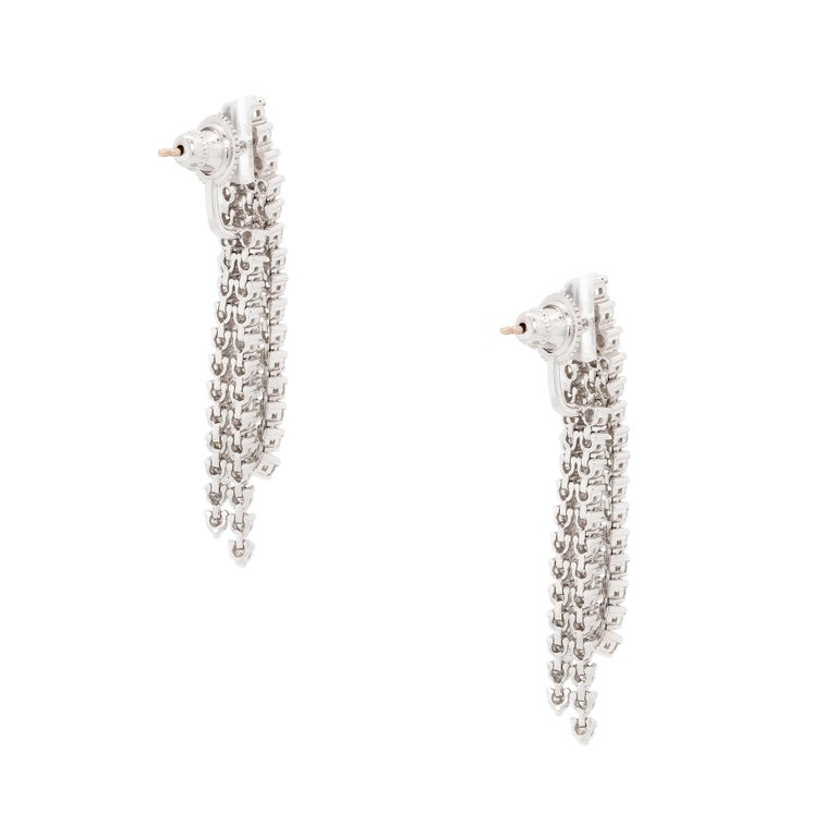 4.33 Carat Diamond Five String Dangle Earrings 14 Karat in Stock For ...