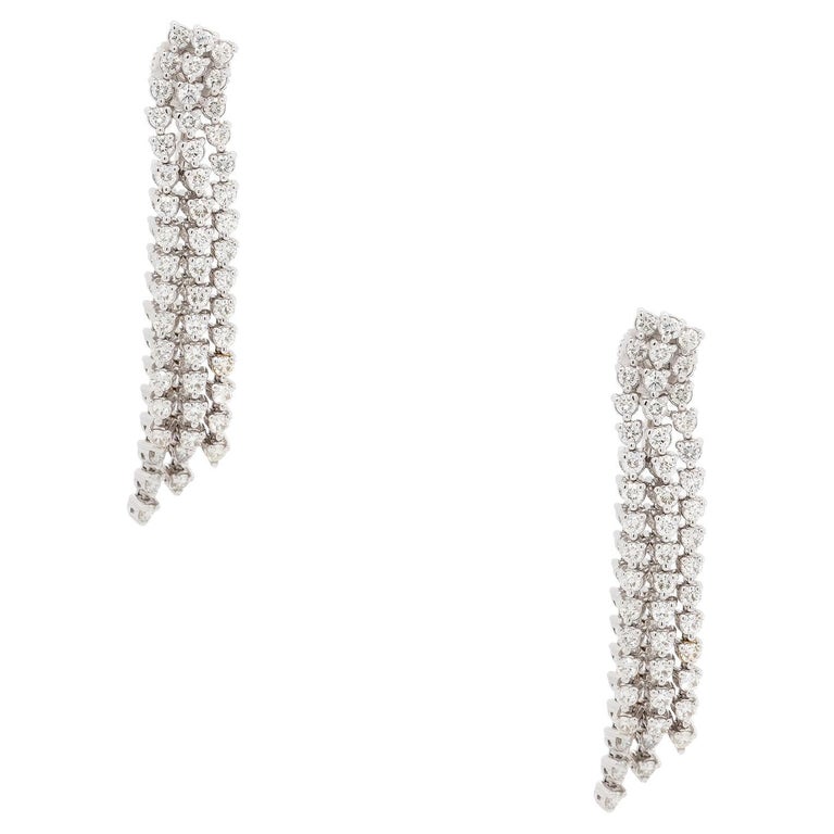 4.33 Carat Diamond Five String Dangle Earrings 14 Karat in Stock For ...