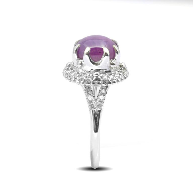 4.34 Carat Natural Star Ruby Diamond Ring 14k White Gold, Ruby ...