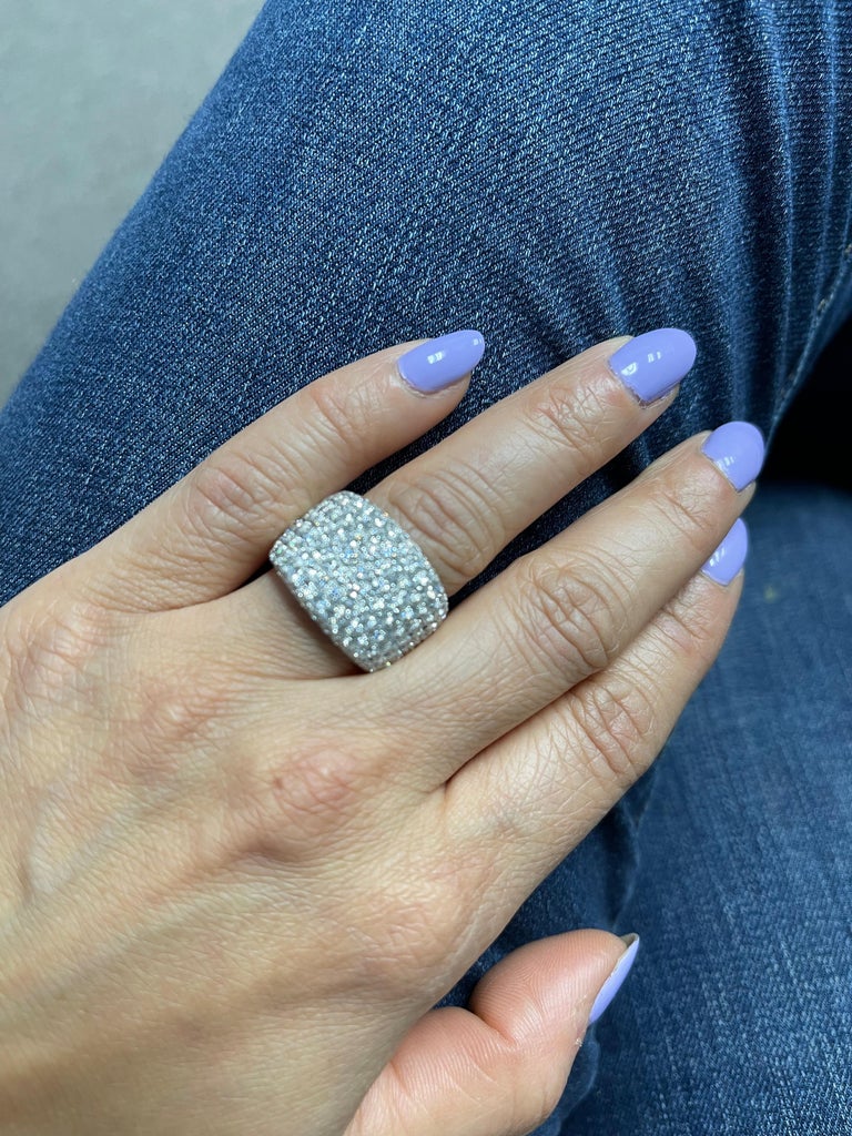 4.34 Carat White Diamond Pave Set Ring in 18K White Gold For Sale at ...