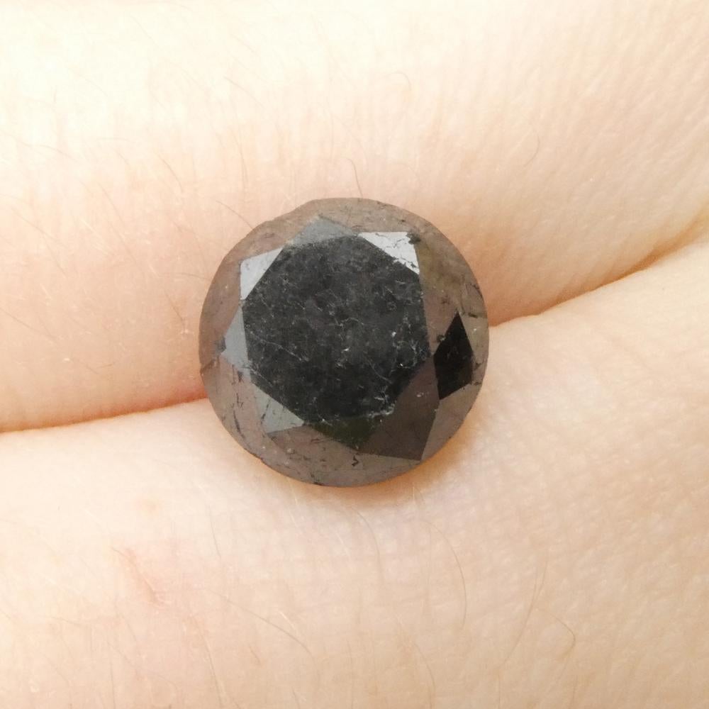 4.3ct Round Brilliant Cut Black Diamond For Sale at 1stDibs