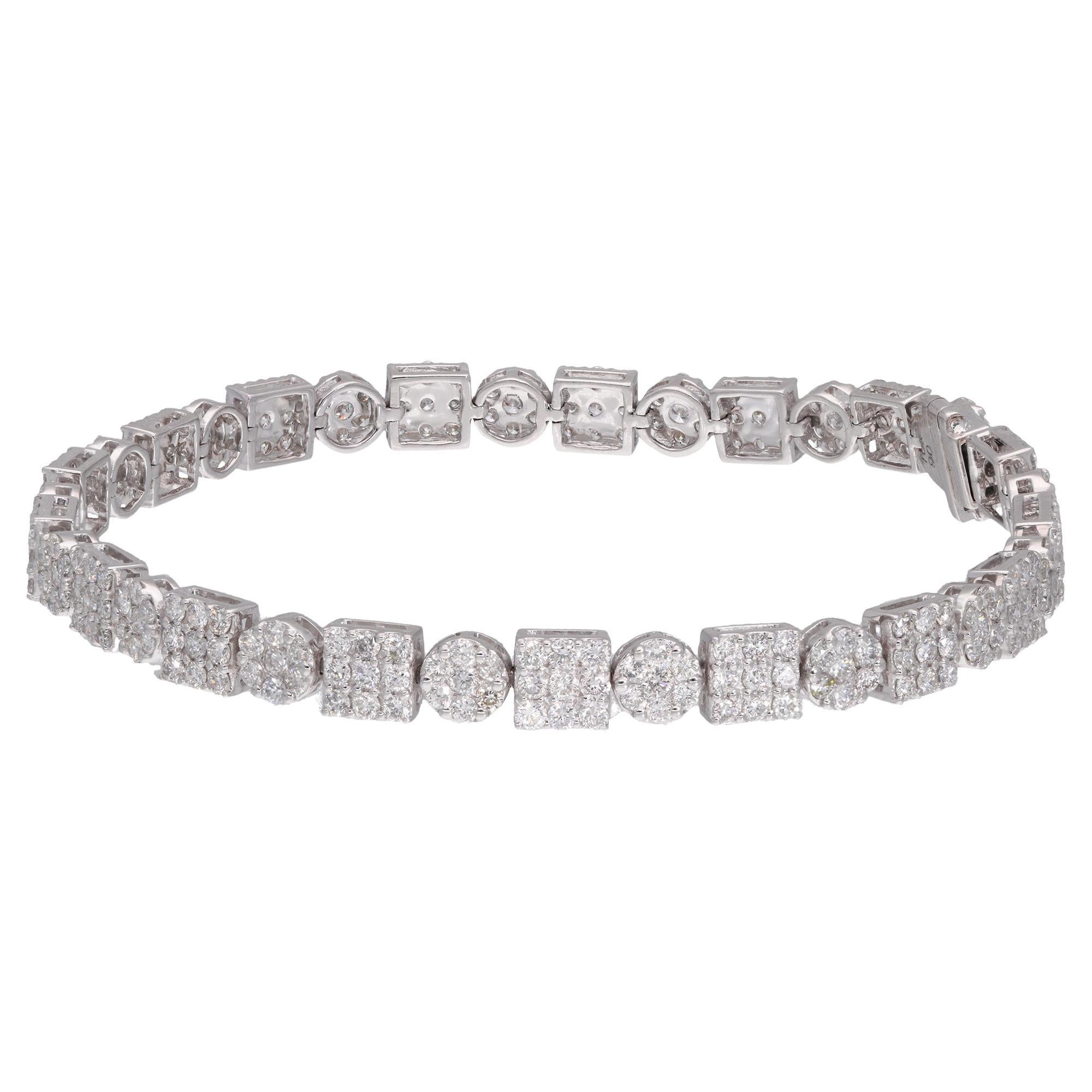 4.4 Ct CVD Diamond Round Square Shape Charm Bracelet 10 Karat White ...