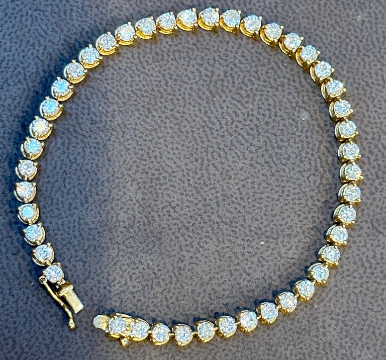 44 Round Diamond 10-12 Pointer Each Tennis Bracelet in 14 K Yellow Gold ...