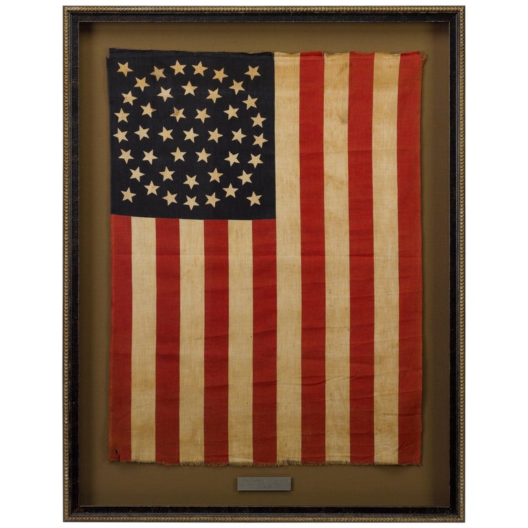 44-Star "Medallion Pattern" American Parade Flag, 1890-1896 at 1stDibs
