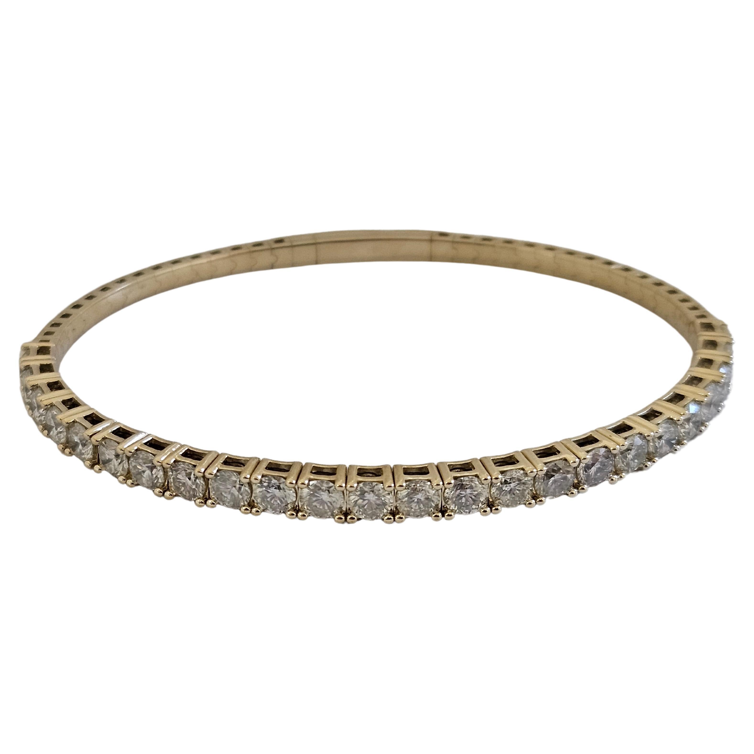 4.40 Carat Full Flexible Bangle Yellow Gold 14 Karat Mini Bracelet For ...