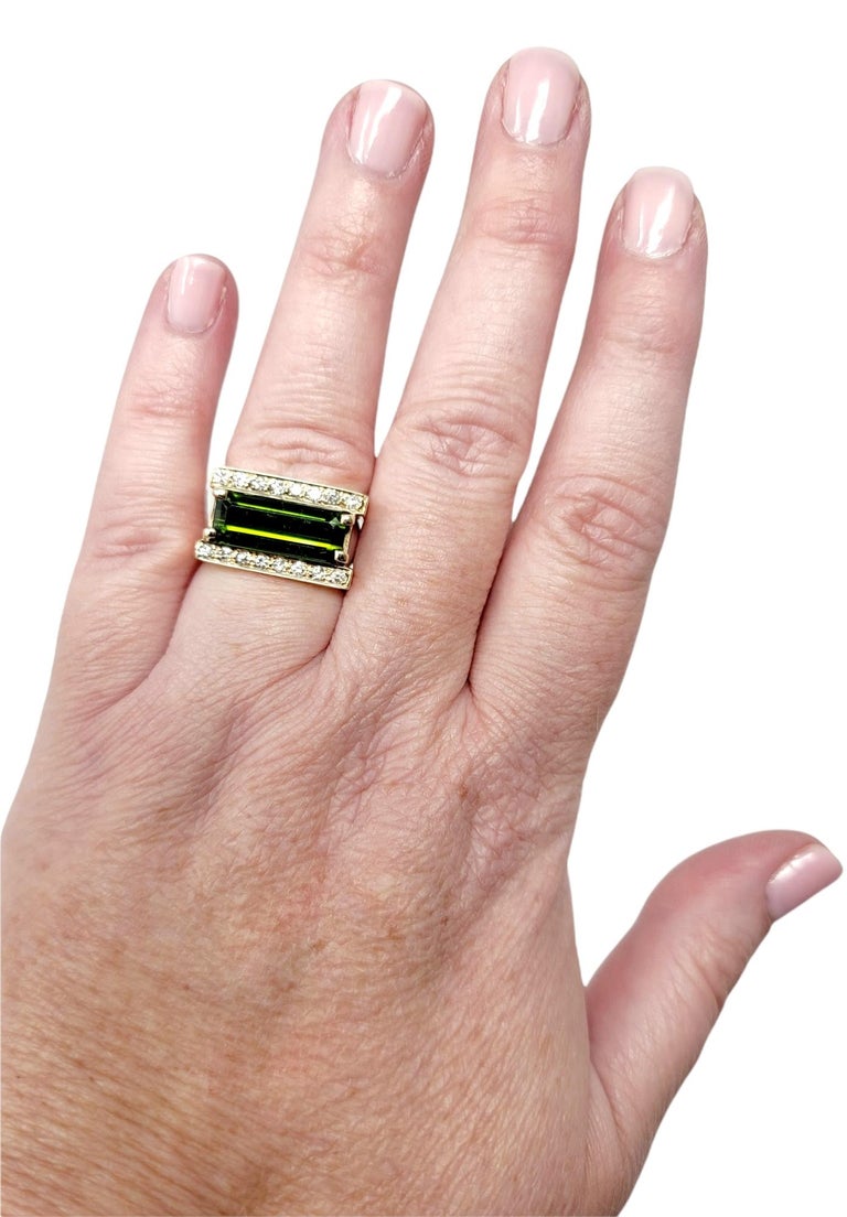 4.42 Carats Total Rectangular Step Cut Tourmaline and Diamond Euro ...