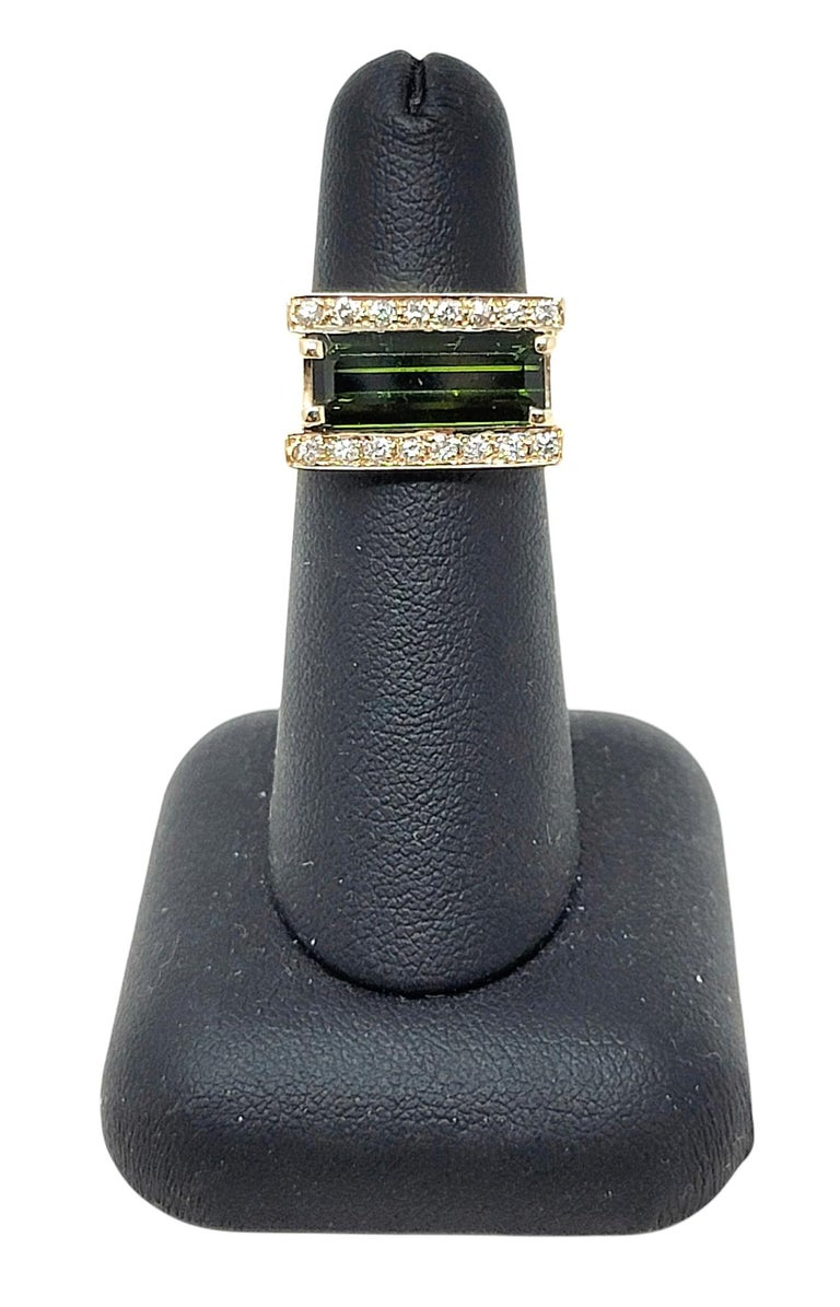 4.42 Carats Total Rectangular Step Cut Tourmaline and Diamond Euro ...