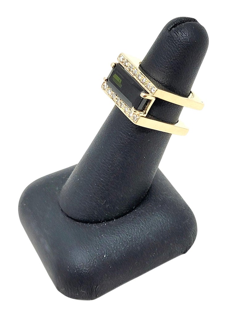 4.42 Carats Total Rectangular Step Cut Tourmaline and Diamond Euro ...