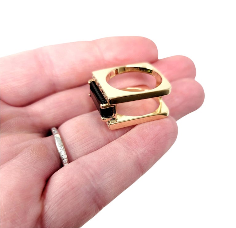 4.42 Carats Total Rectangular Step Cut Tourmaline and Diamond Euro ...