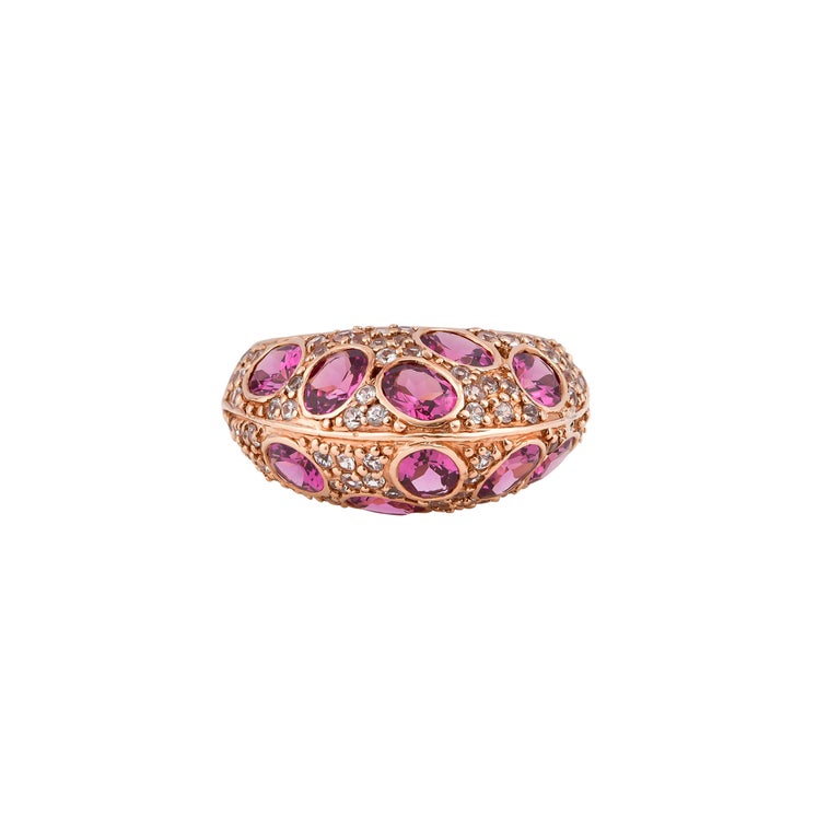 4.44 Carat Rhodolite and White Sapphire Ring in 14 Karat Rose Gold at ...
