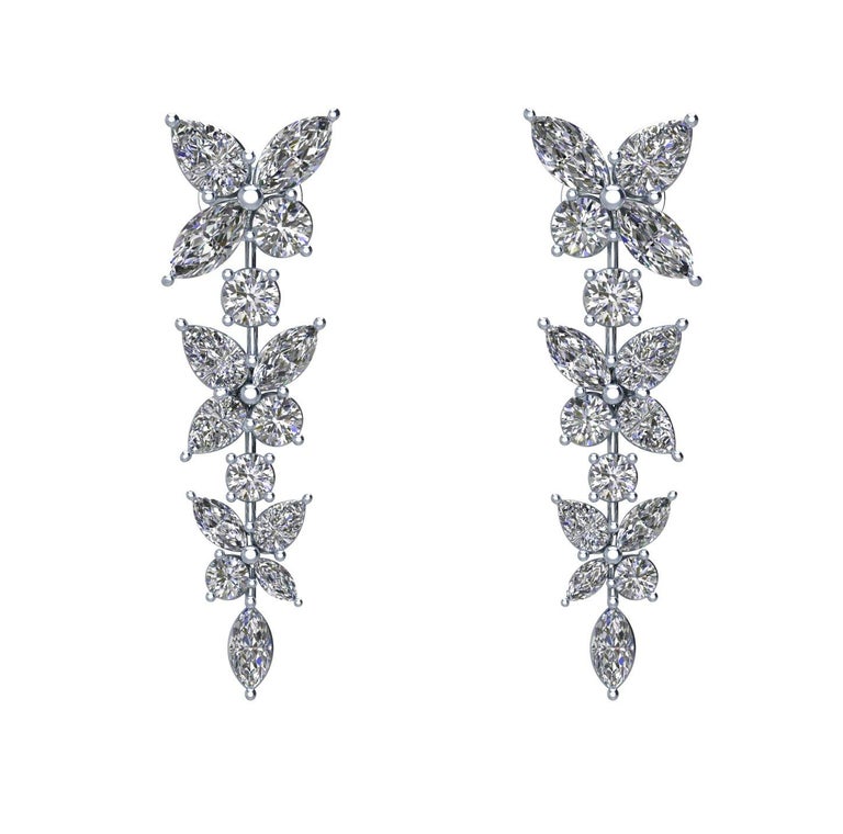 4.45 Carat Marquise Diamonds Cascade Platinum Earrings For Sale at 1stDibs