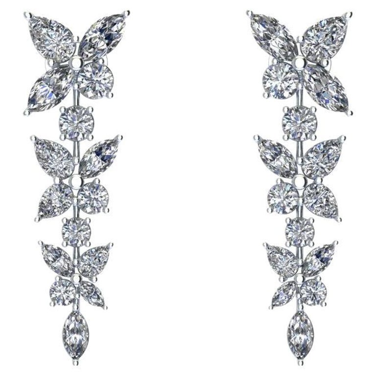 4.45 Carat Marquise Diamonds Cascade Platinum Earrings For Sale at 1stDibs