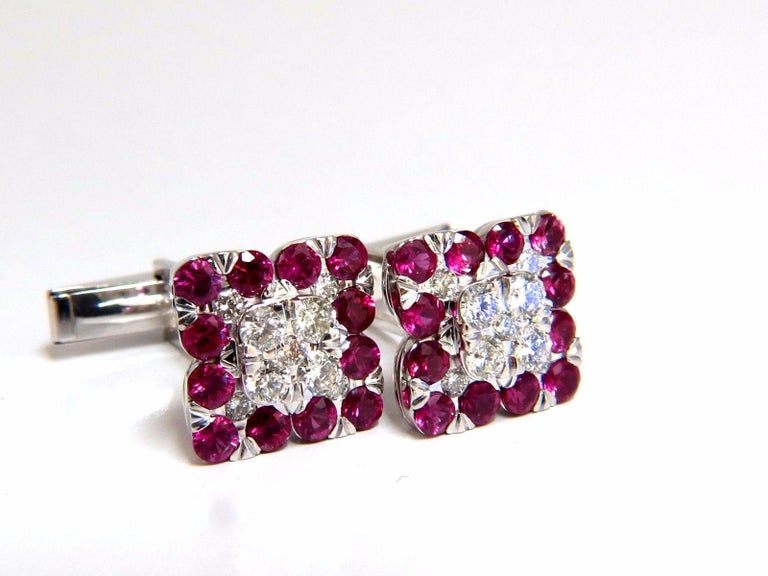 4.46 Carat Natural Ruby Diamond Cufflinks 14 Karat Executive For Sale ...