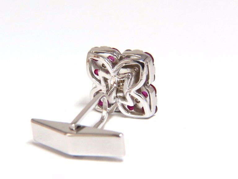 4.46 Carat Natural Ruby Diamond Cufflinks 14 Karat Executive For Sale ...