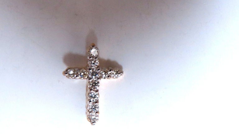 .44ct Natural Diamonds Petite Cross Pendant 14kt For Sale at 1stDibs