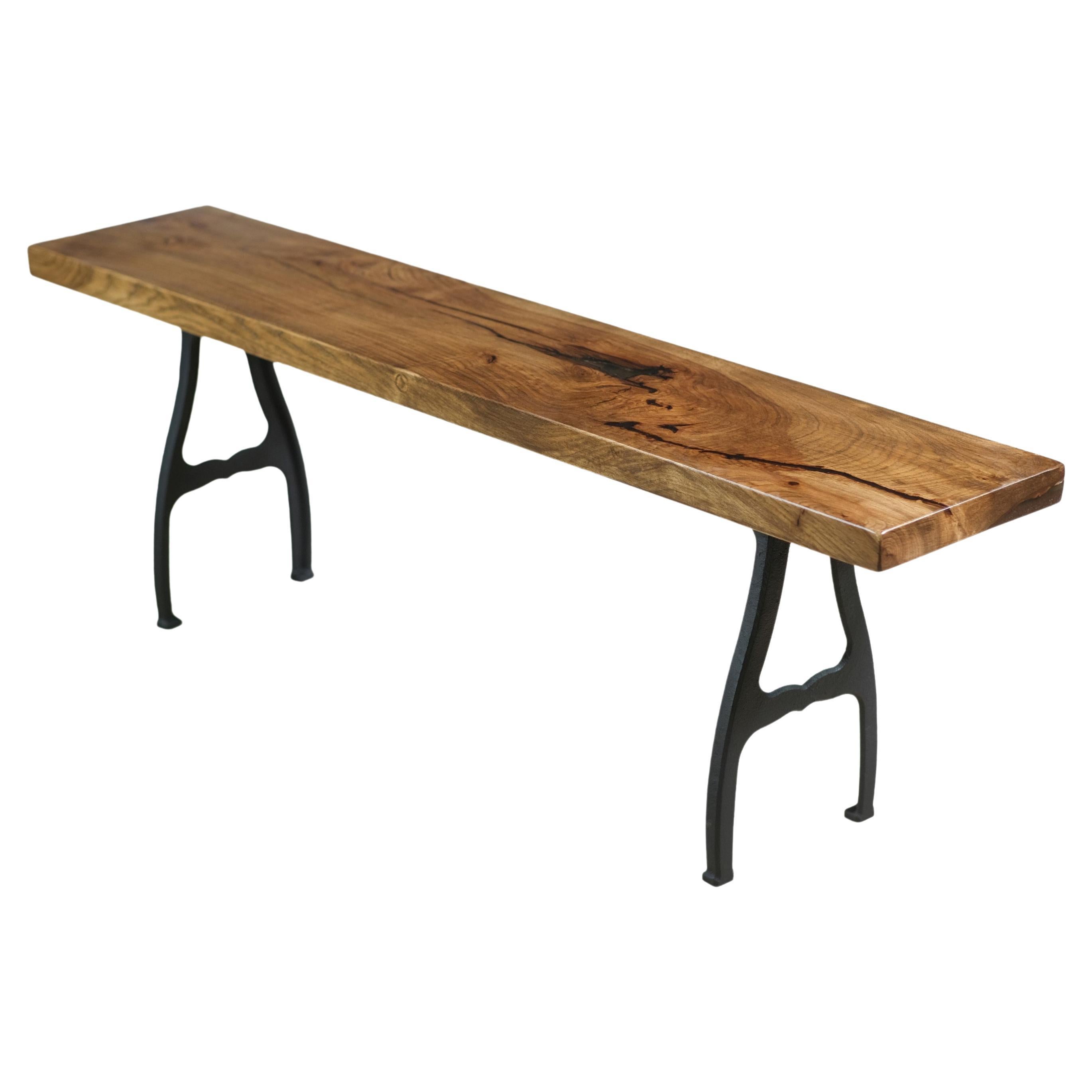 4.5 ft Solid Hickory Resin Details Bench Cast Iron Legs For Sale at 1stDibs | cast iron bench ...