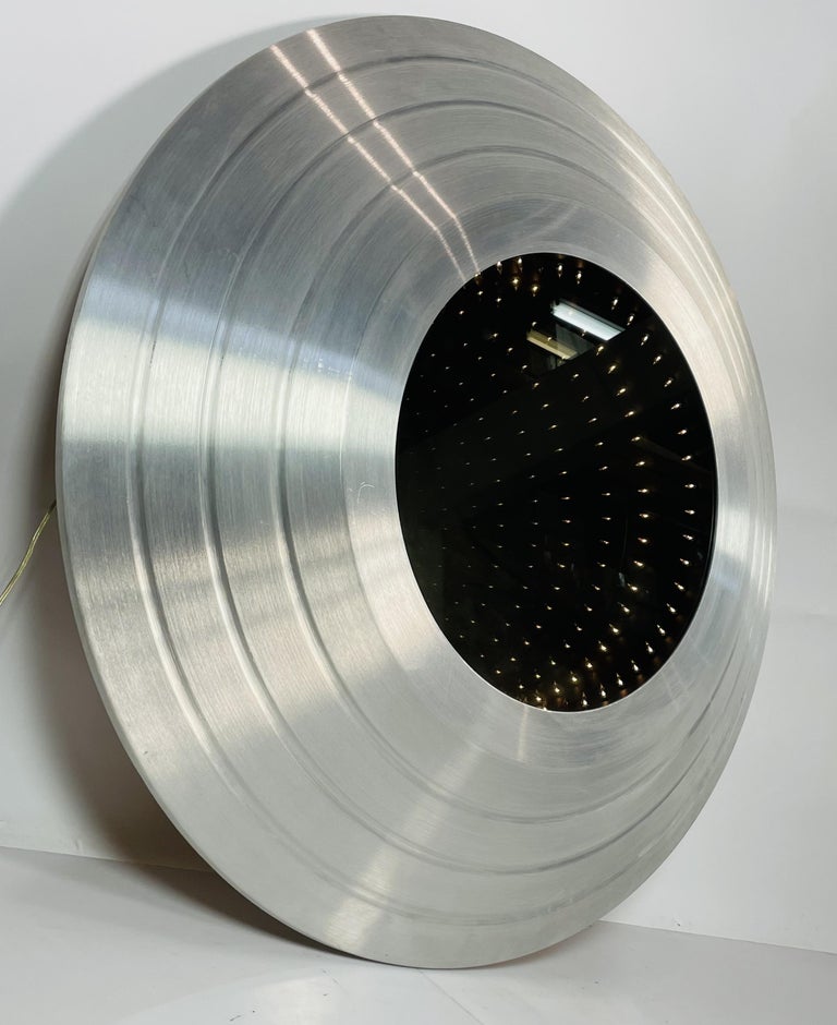 45 Inches Round Infinity Mirror With Aluminum Frame For Sale at 1stDibs