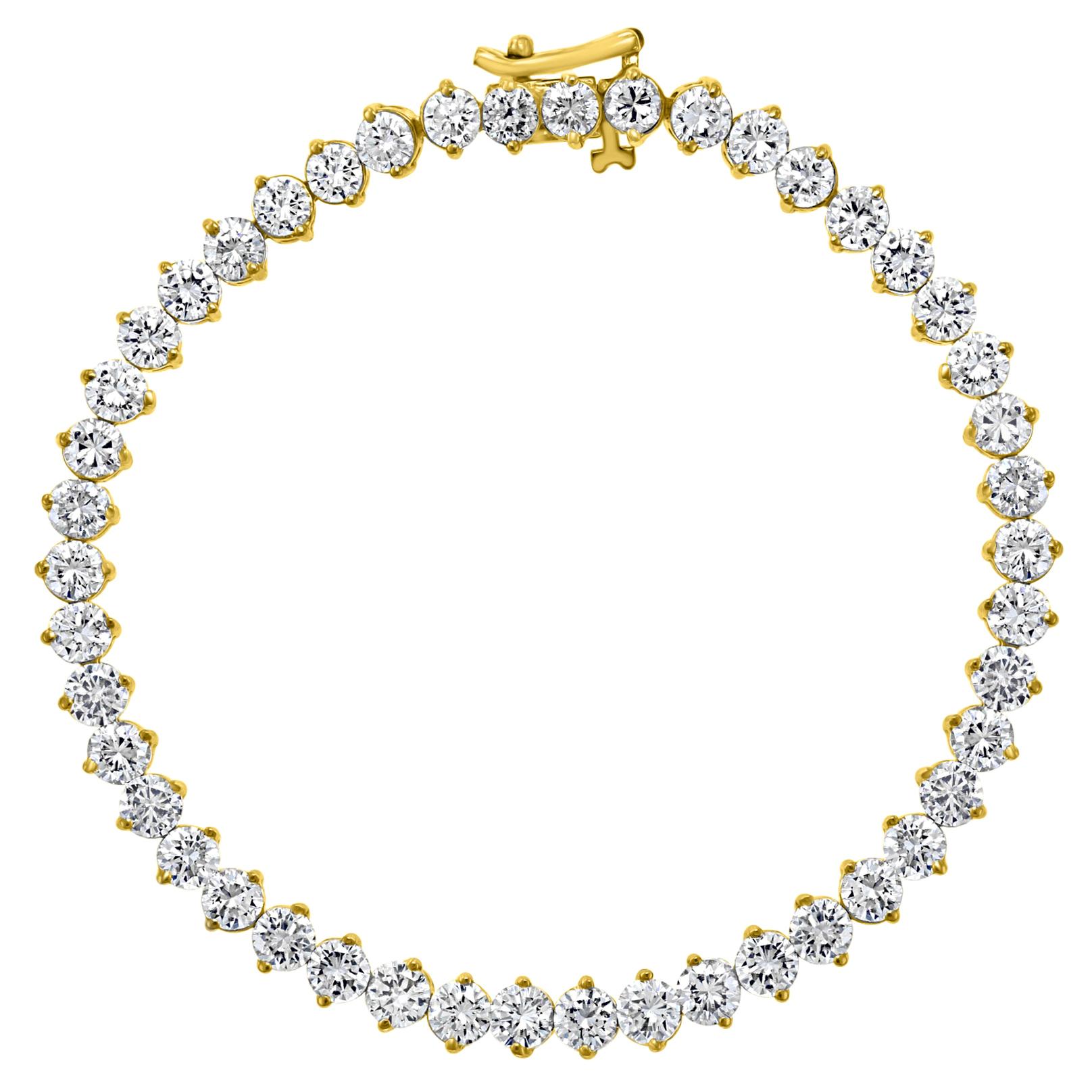 45 Round Diamond 25 Pointer Each Tennis Bracelet in 18 Karat Gold 11.25 ...
