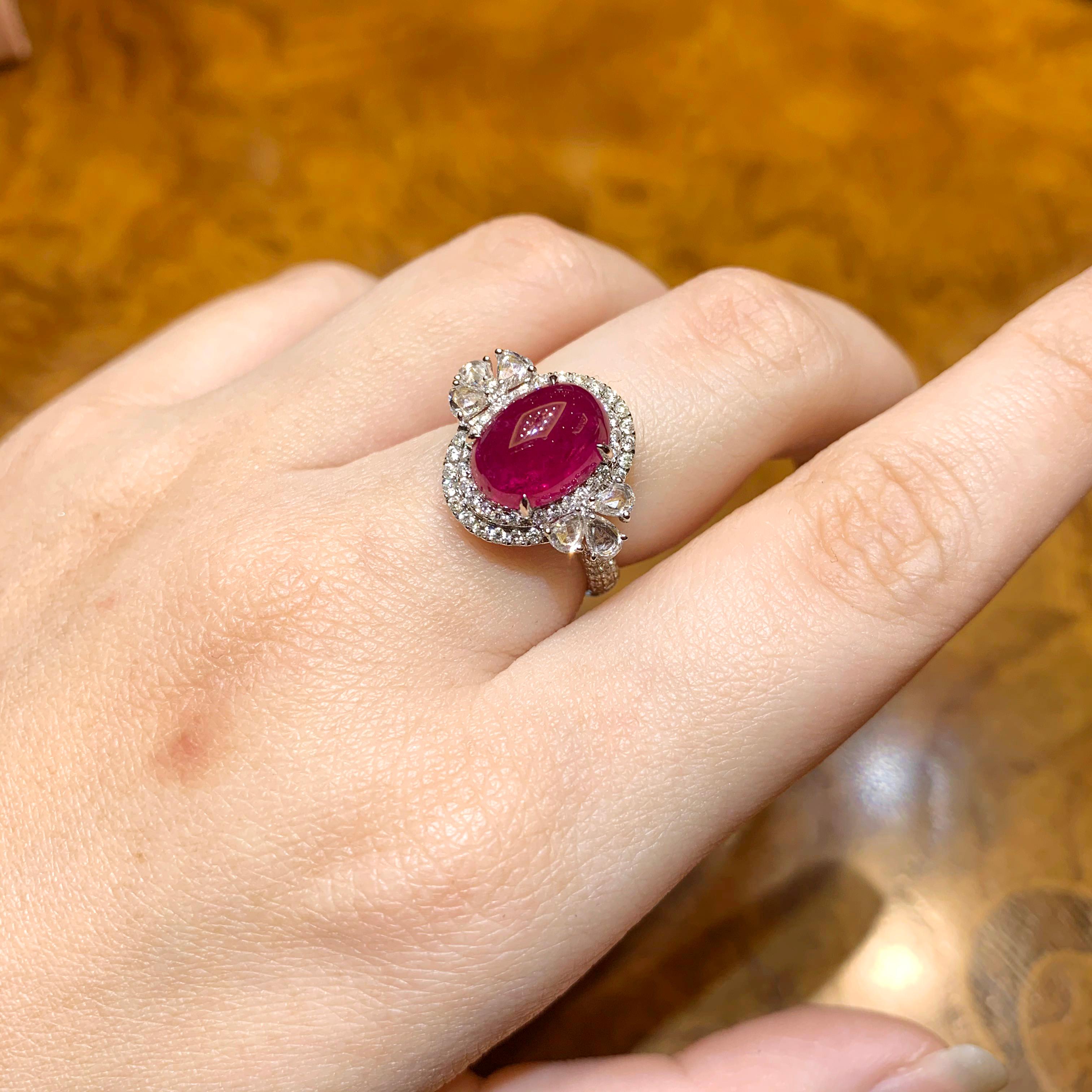 4.50 Carat Ruby with One Carat White Brilliant Diamond For Sale at ...