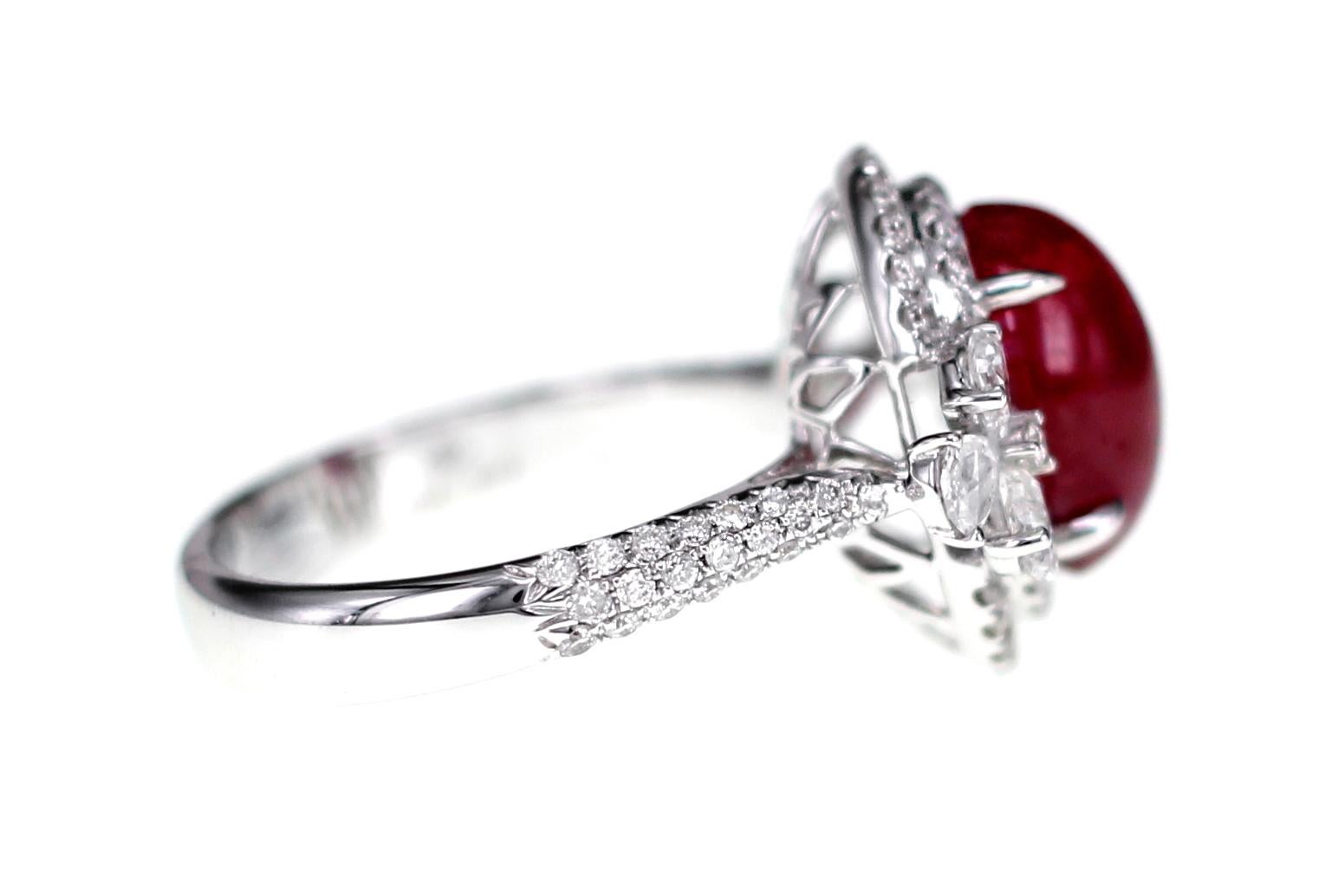 4.50 Carat Ruby with One Carat White Brilliant Diamond For Sale at ...