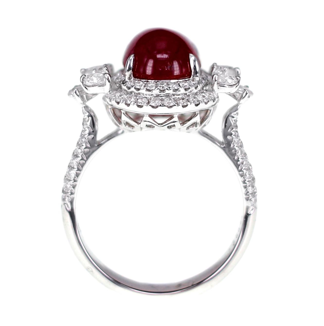 4.50 Carat Ruby with One Carat White Brilliant Diamond For Sale at ...