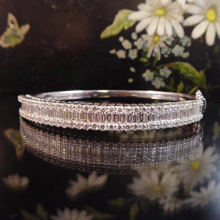 4.51 Carat Diamond Bangle, 2.17ct Baguette Cut, 2.34ct Brilliant Cut ...
