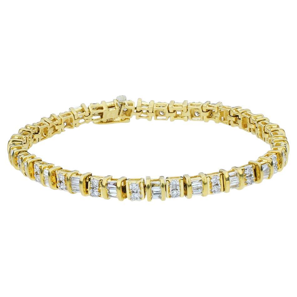 8.65 Carat Total Weight Princess Cut Diamond Line Bracelet, 14k White ...