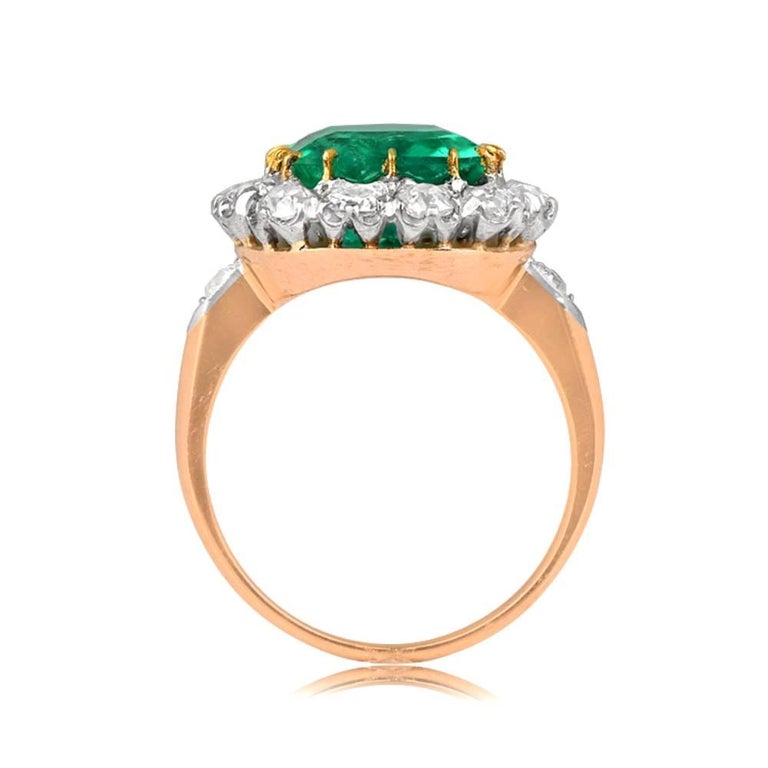 4.55ct GIA Colombian Emerald Cluster Ring, in Platinum and 18k Yellow ...