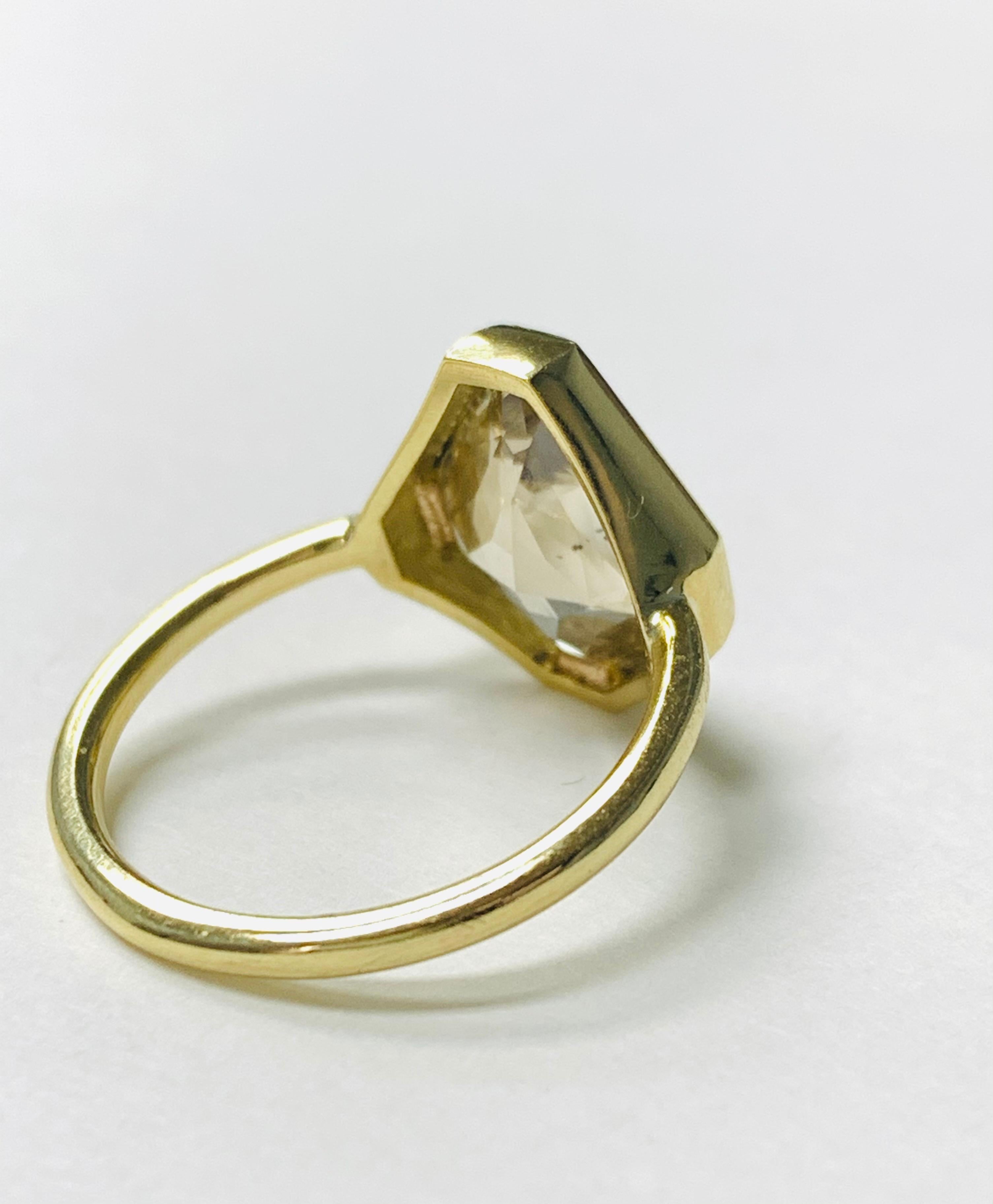 4.58 Carat Brown Yellow Shield Cut Diamond Engagement Ring in 18K ...