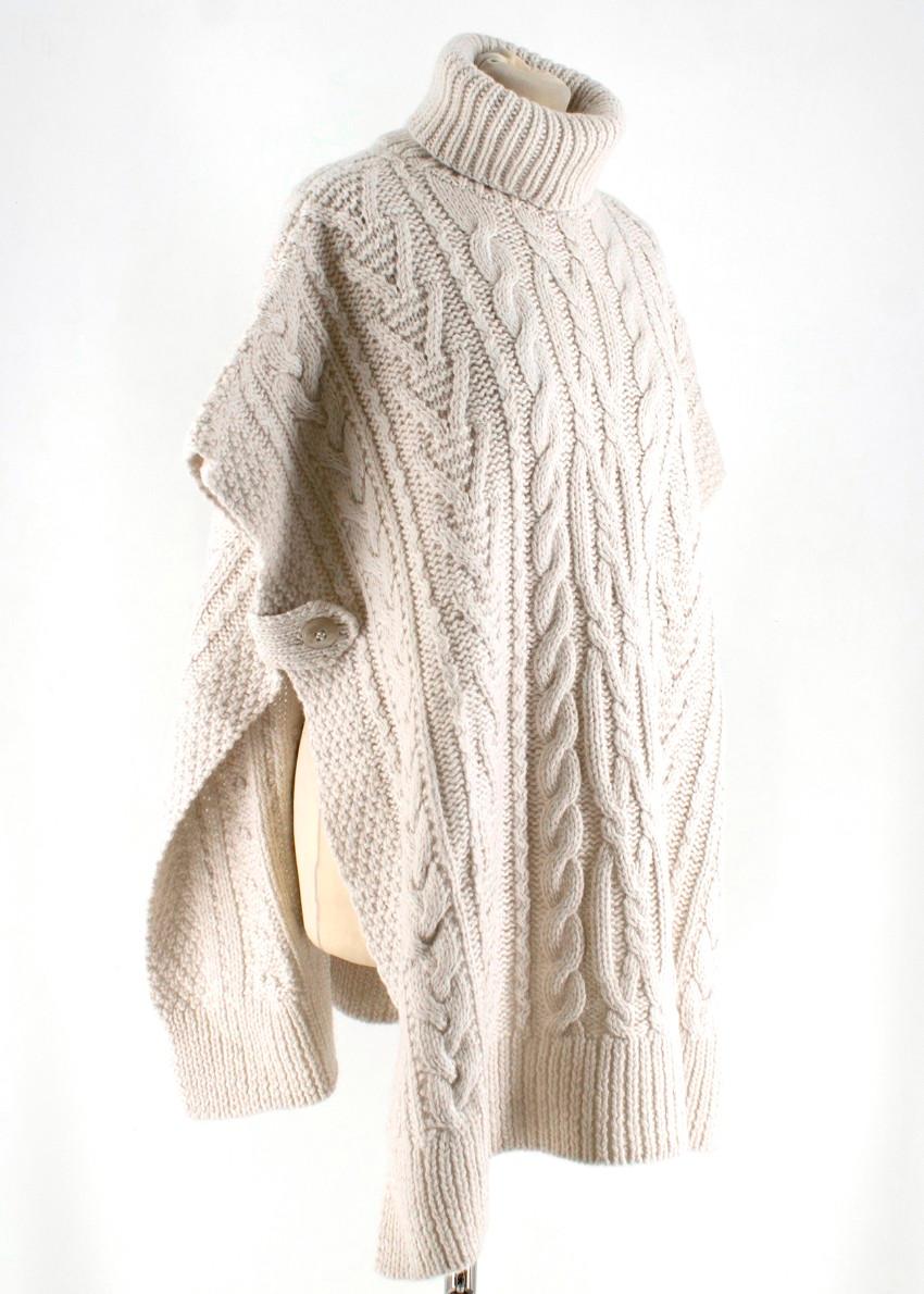 45R White Chunky Cable Knit Hand Knit Cape Jumper - One Size For Sale ...