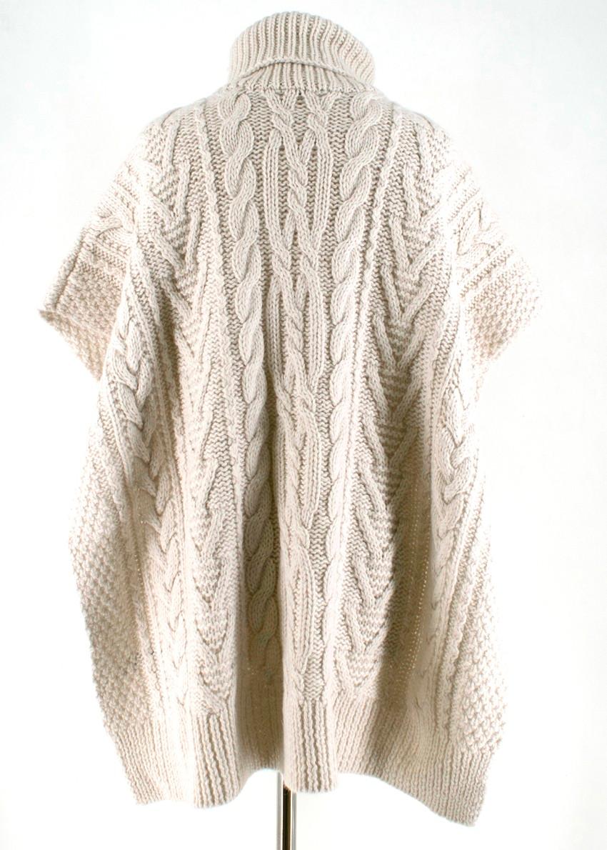 45R White Chunky Cable Knit Hand Knit Cape Jumper - One Size For Sale ...