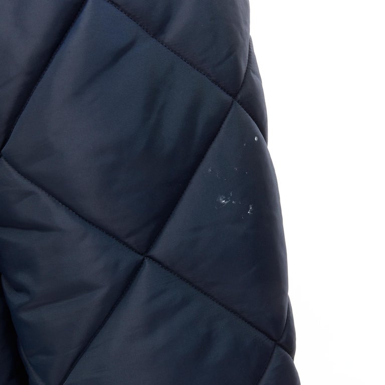 45RPM navy blue polyester padded diamond quilted nylon coat XL For Sale ...