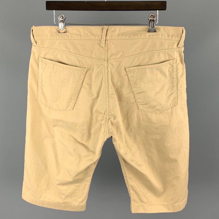 45rpm Size 34 Khaki Cotton Zip Fly Solid Shorts For Sale at 1stDibs