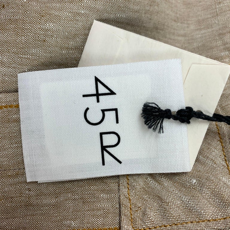 45rpm Size XL Khaki Linen Notch Lapel Sport Coat For Sale at 1stDibs