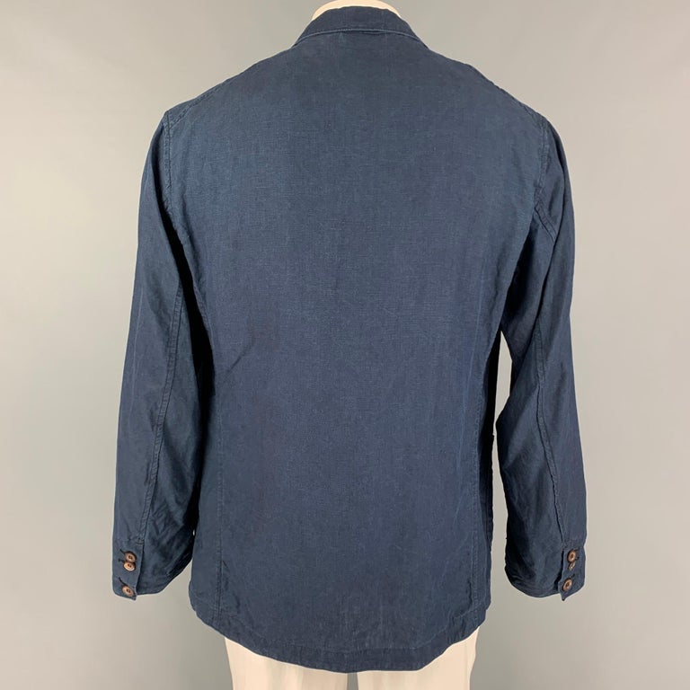 45rpm Size XL Navy Linen Notch Lapel Sport Coat For Sale at 1stDibs