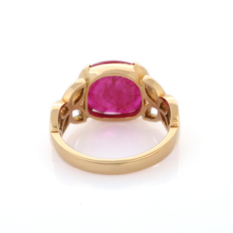Customizable 4.6 Carat Ruby Cocktail Ring with Engraving in 18K Solid ...
