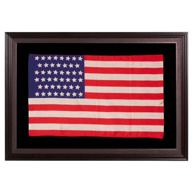 46 Star Silk American Flag, Stars in Canted Rows, Oklahoma State ca ...