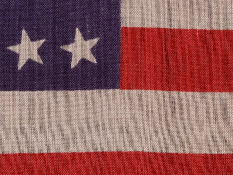 46 Stars in Canted Rows on an Antique American Parade Flag at 1stDibs