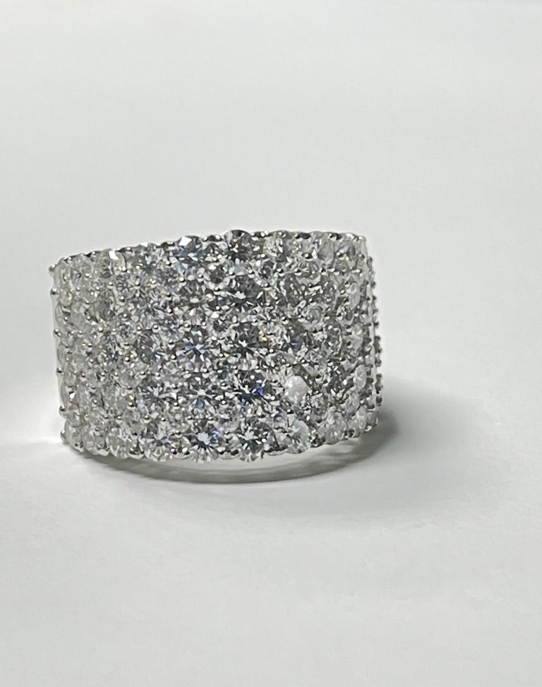 4.62 Carat White Diamond Pave Set Ring in 18K White Gold For Sale at ...
