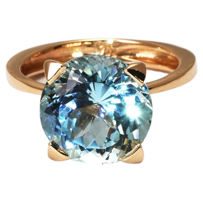 4.63 Carat Portuguese Cut Aquamarine Ring For Sale at 1stDibs