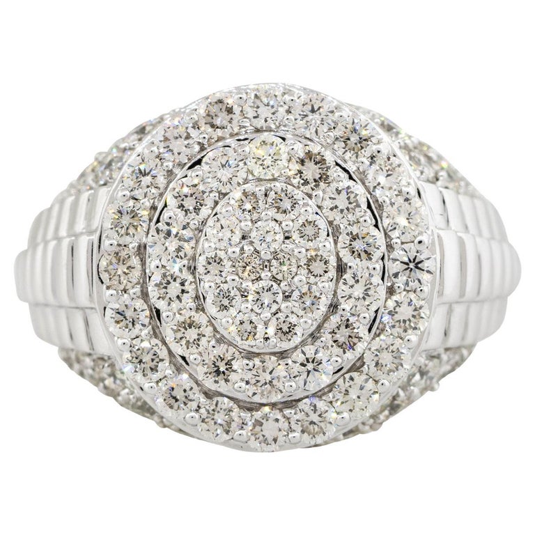 4.65 Carat Diamond Pave Round Layered Wide Mens Ring 14 Karat in Stock ...