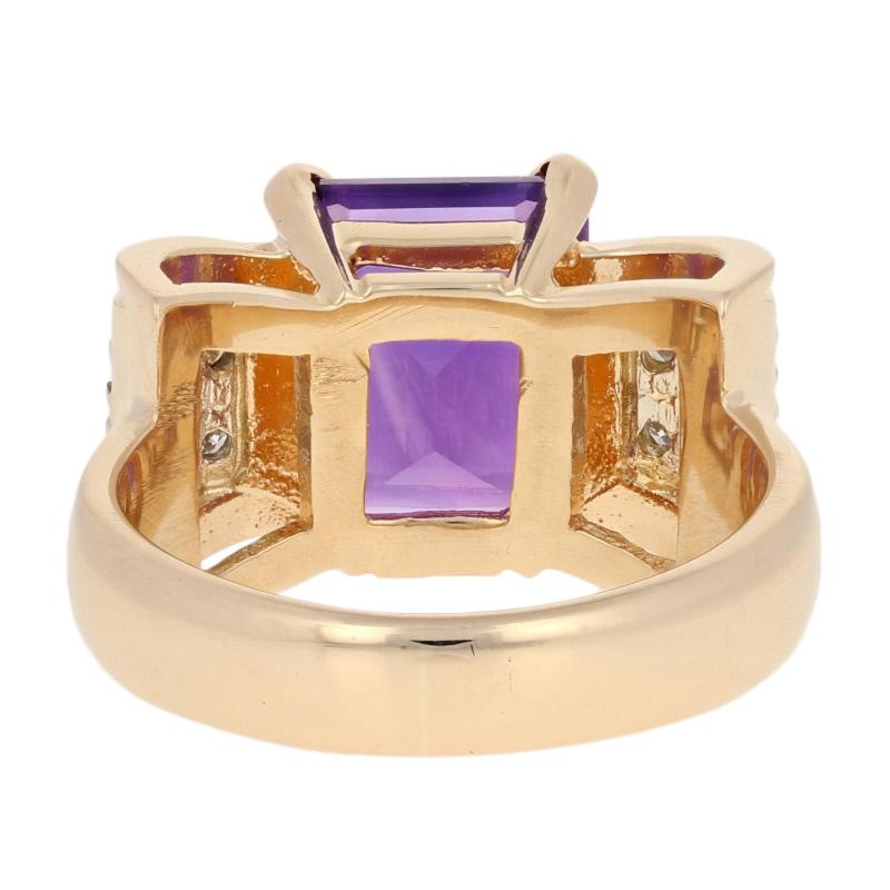 4.65 Carat Rectangle Cut Amethyst and Diamond Ring, 14 Karat Yellow ...