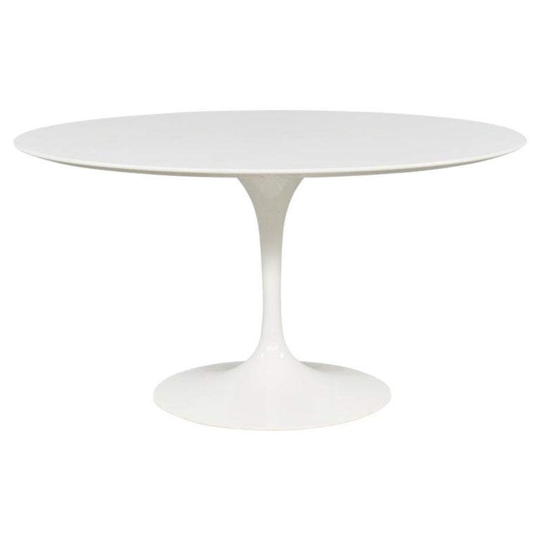 47" Round Knoll Saarinen Tulip Dining Table White Laminate 50th ...