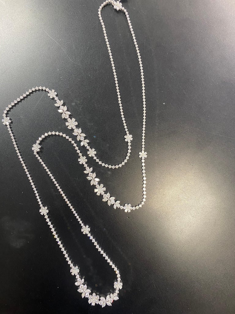 Zydo 18k Diamond Flower Necklace 27.28 Carats VS-F Color For Sale at ...