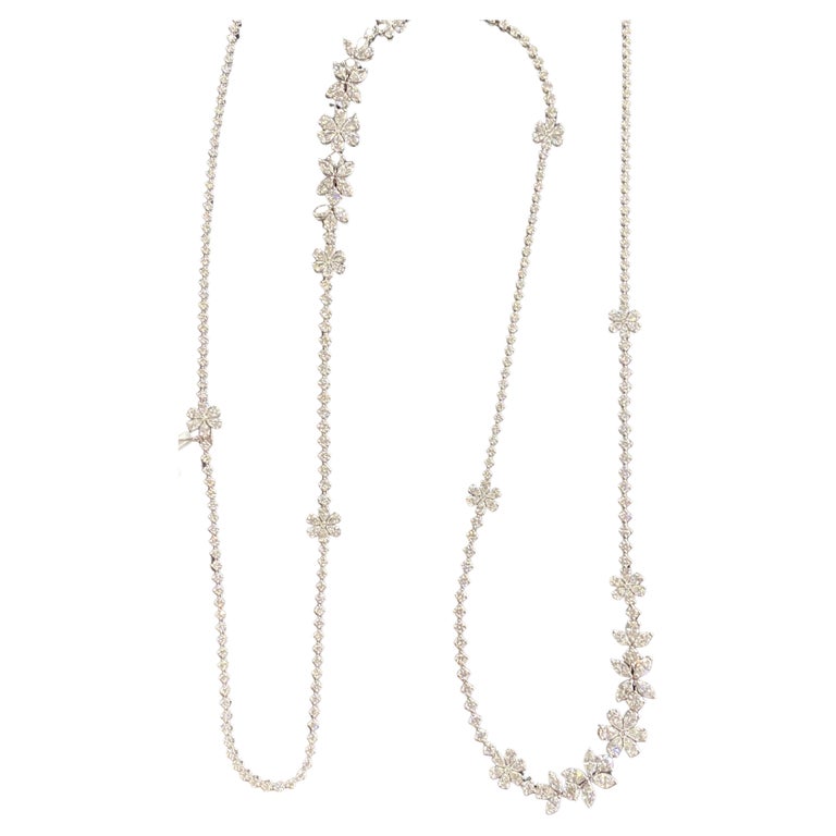 Zydo 18k Diamond Flower Necklace 27.28 Carats VS-F Color For Sale at ...