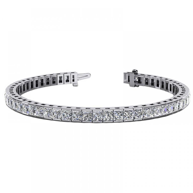4.70 Carat Total Channel Set Princess Cut Diamond Tennis Bracelet in ...
