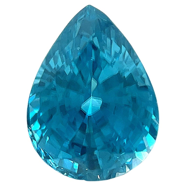 4.72 Carat Pear Shaped Blue Zircon, Unset Loose Gemstone For Sale at ...